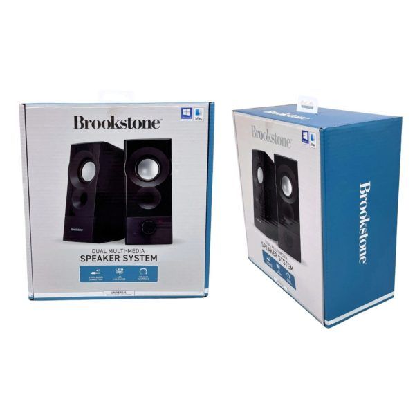 6 pieces Brookstone Dual Pc Speakers With Adjutable Volume In Black ...