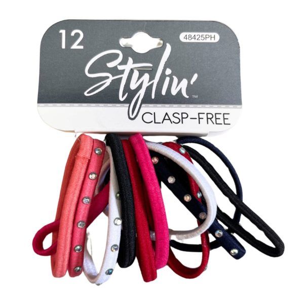 36 pieces Stylin' 12 Piece Clasp Free Hair Elastics In Assorted Colors ...