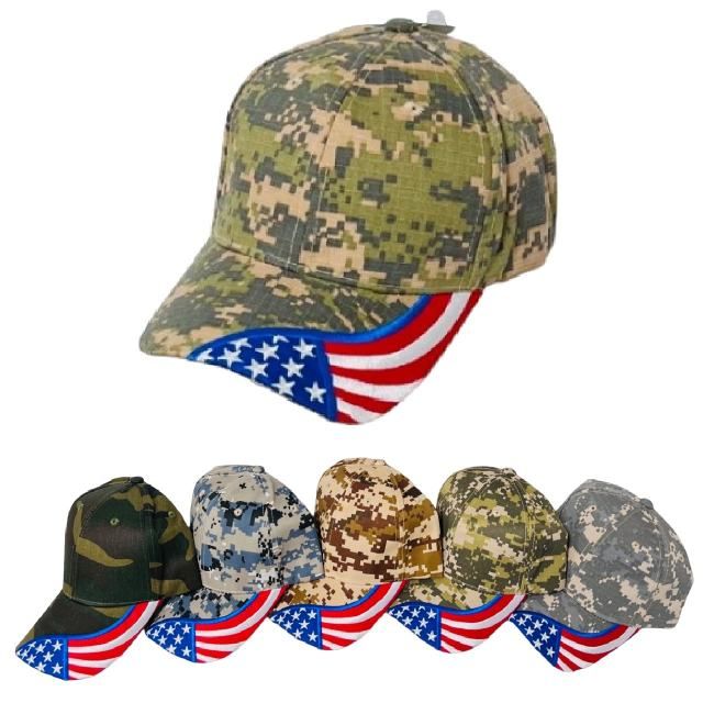 Solid Camo Hat With Embroidered Wavy Flag Bill - at - yachtandsmith.com ...