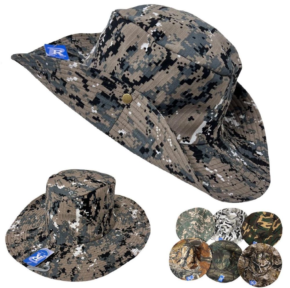 24 pieces Assorted Camo Boonie Hat With SnaP-Up Sides - Cowboy & Boonie ...