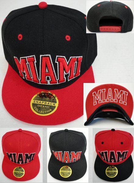 24 pieces SnaP-Back Script Flat Bill Hat [miami] - Baseball Caps & Snap ...
