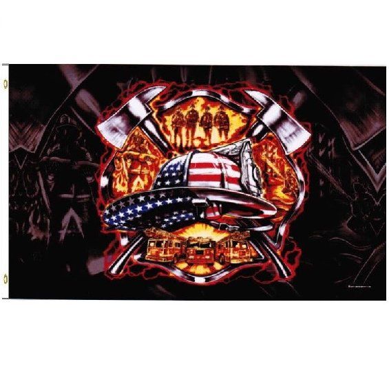 24 Wholesale 3'x5' American Patriotic Firefighter Flag - WSD