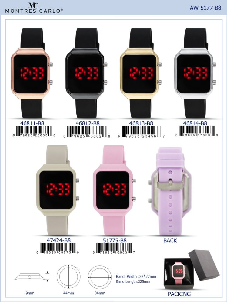 12 pieces Digital Watch - 47421-B8 assorted colors - Digital Watches ...