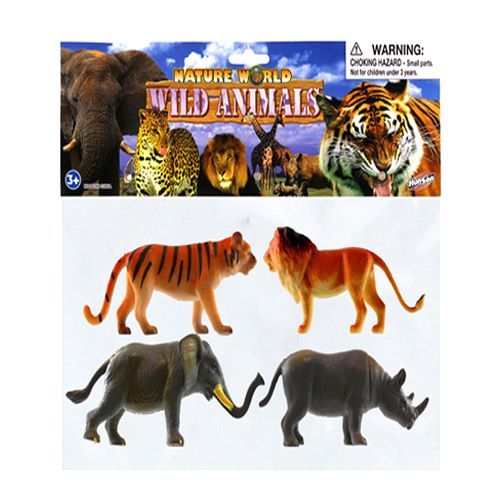 48 pieces 4pcs 4 Wild Animal In Pvc Bag W/ Header - Animal & Reptiles ...