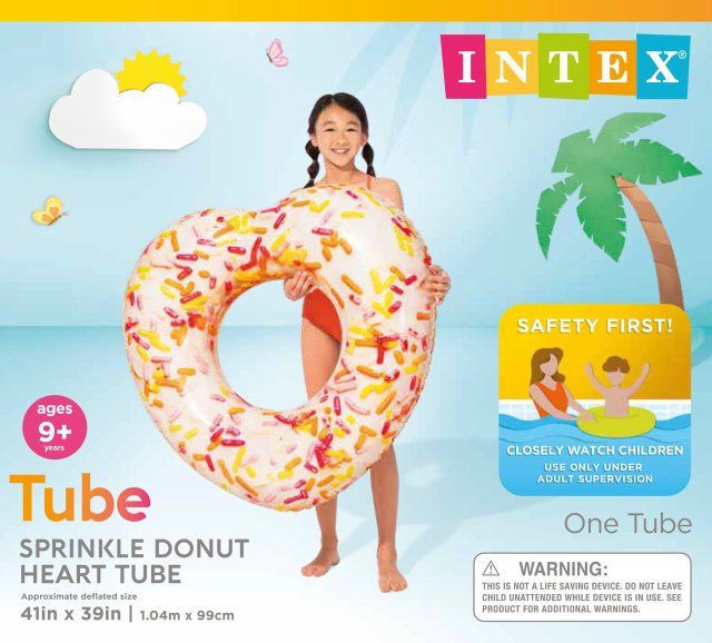 12 Wholesale Intex Sprinkle Donut Heart Tube - WSD