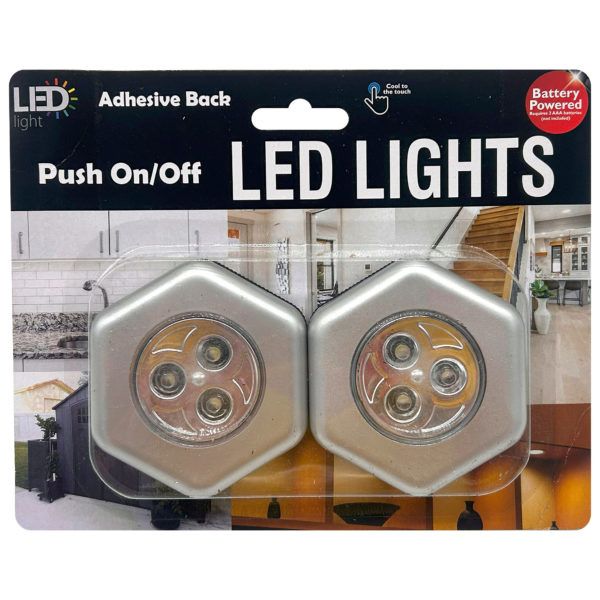 24 pieces 2 Pack Hexagon Puck Light Stick On Led Push Light Night ...