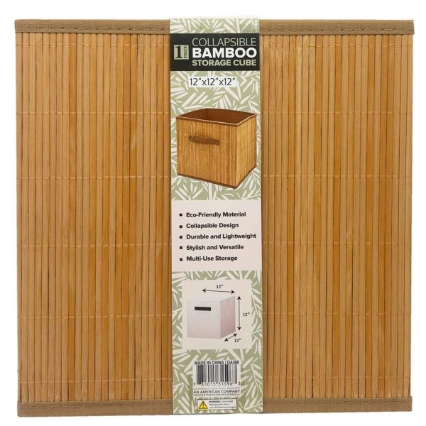 6 pieces 12 inch X 12 inch Collapsible Plain Bamboo Storage Basket ...