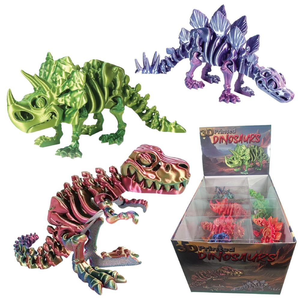 12 pieces 3d Printed Dinosaur Fidget - 3 Asst. Styles - Animal ...