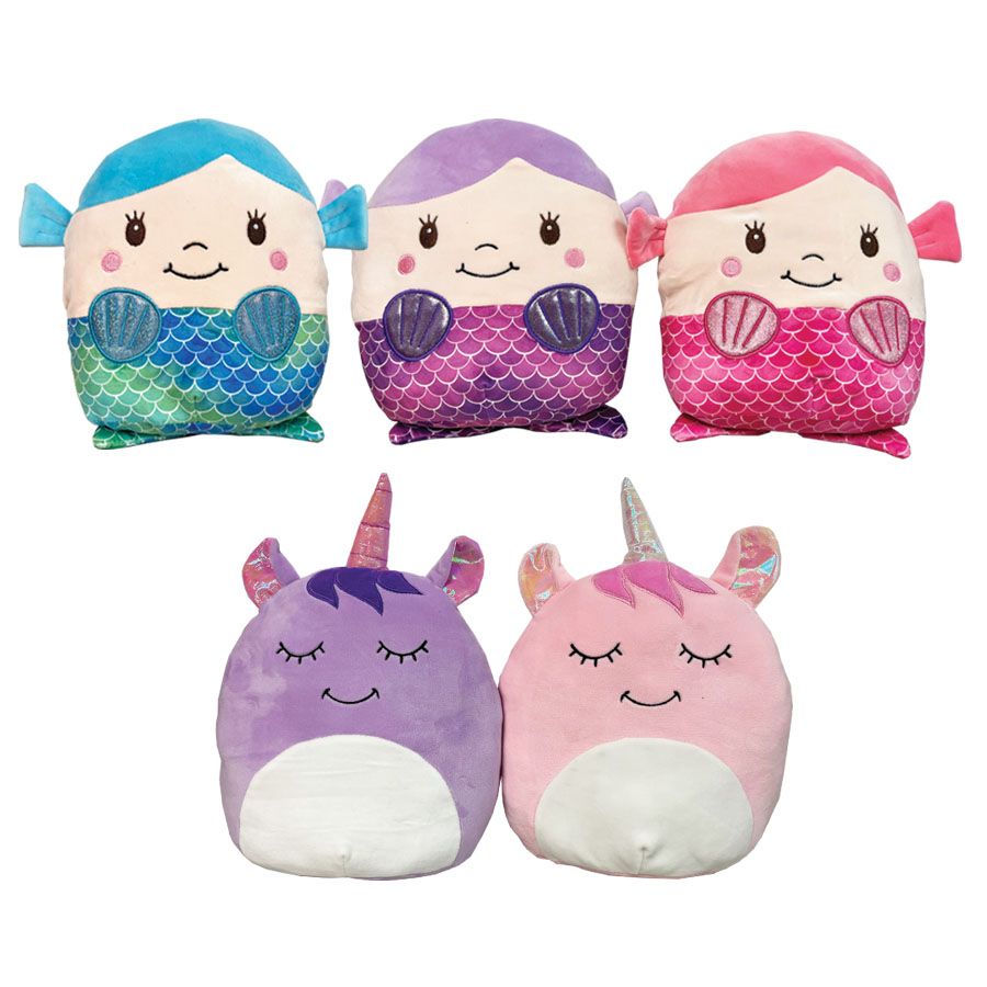 24 pieces 12 inch Mermaid/unicorn Squish Pillow - Asst. 5 Asst. Styles ...