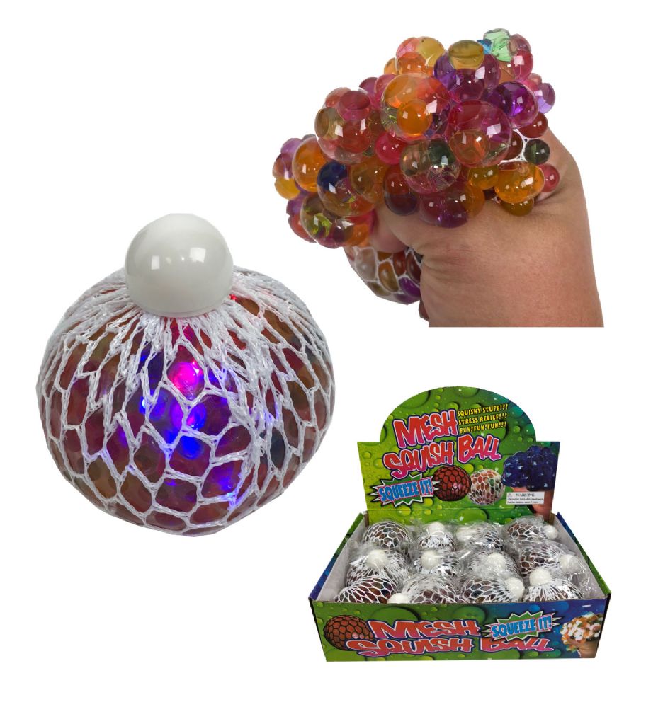 12 pieces 4" Light Up Squeeze Mesh BalL- Asst. - Balls - at ...