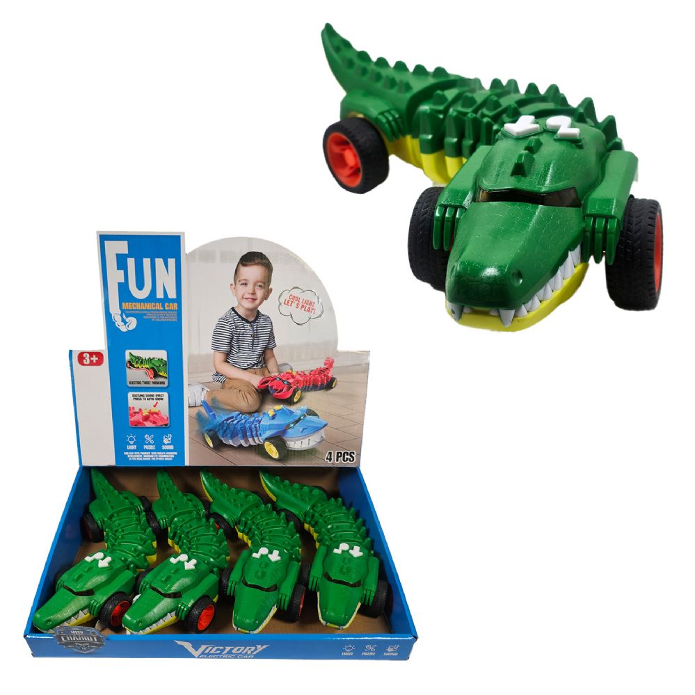 8 pieces 12.5 inch PusH-Start Winding Alligator Vehicle W/light & Sound ...