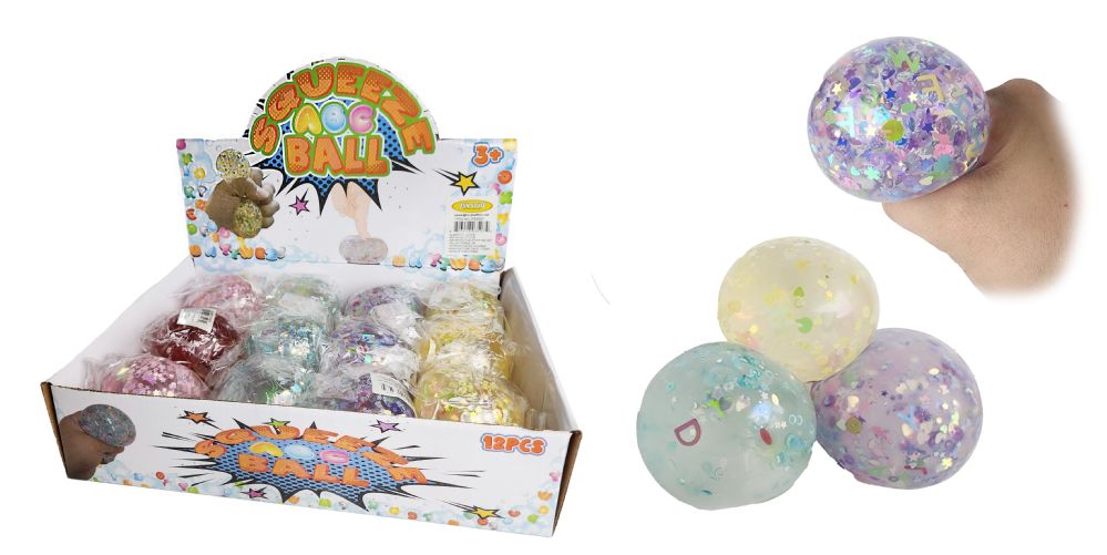 12 pieces 3 inch Squeeze Jelly Sequin Ball - Balls - at ...