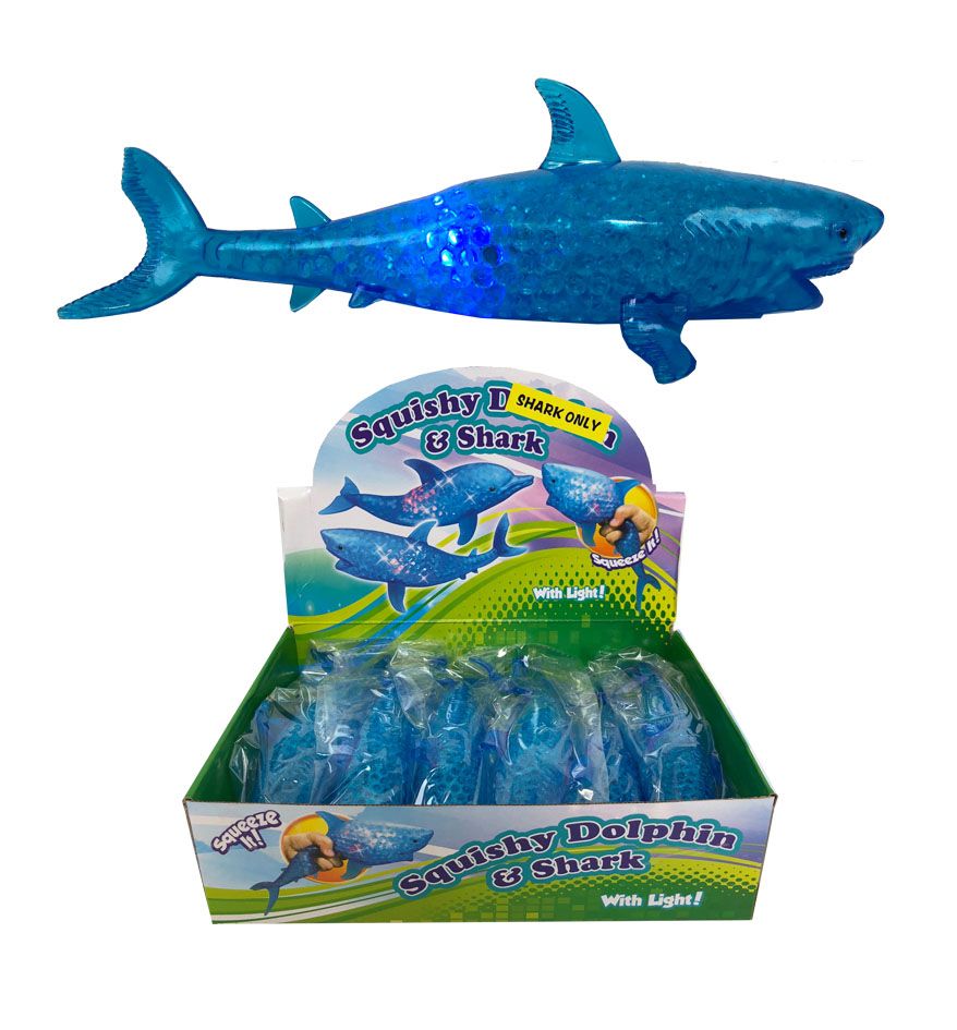 8 Inch Light Up Squishy Shark W/ Gel Beads - SB