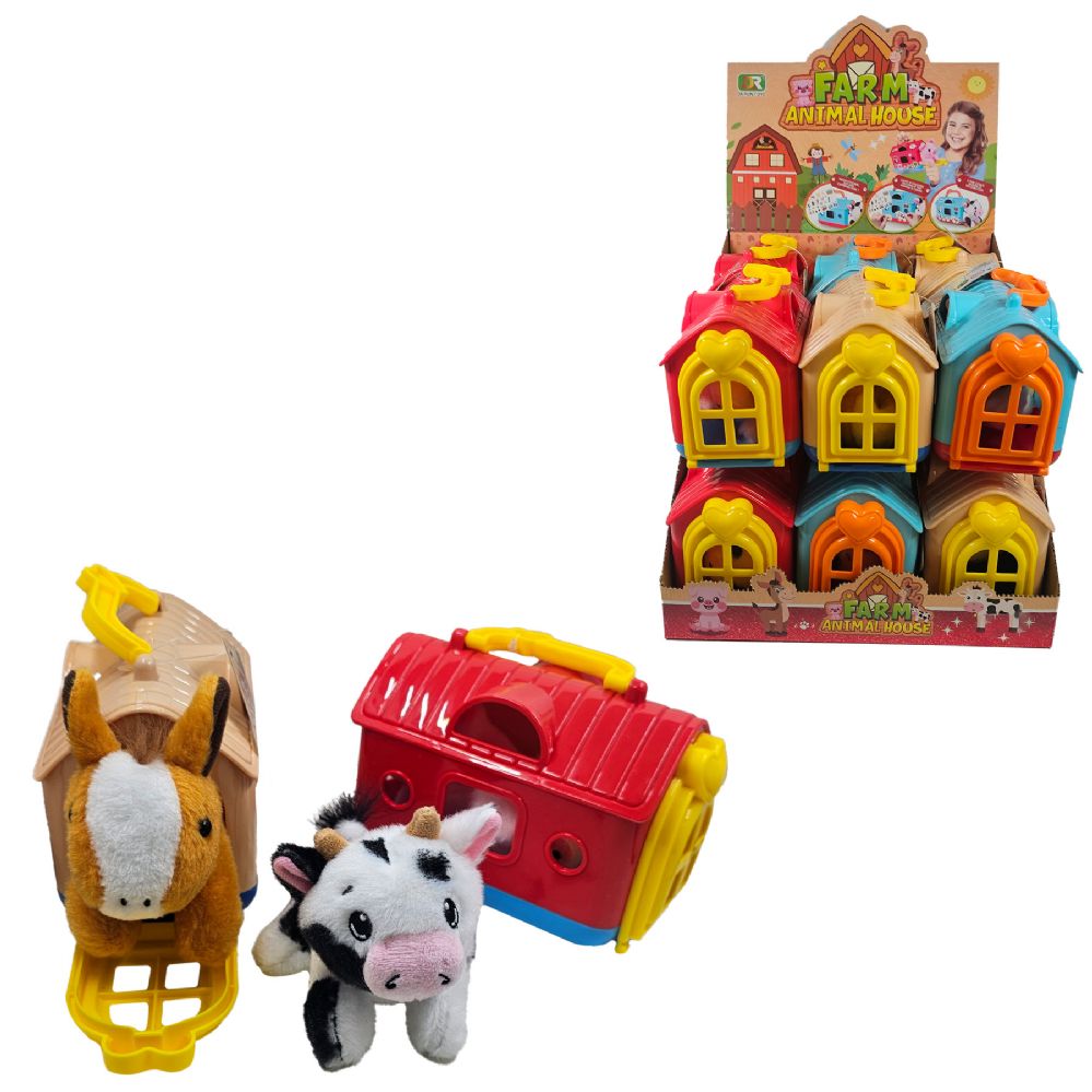 12 pieces Plush Farm Animal Carrier - Plush Toys - at - alltimetrading.com