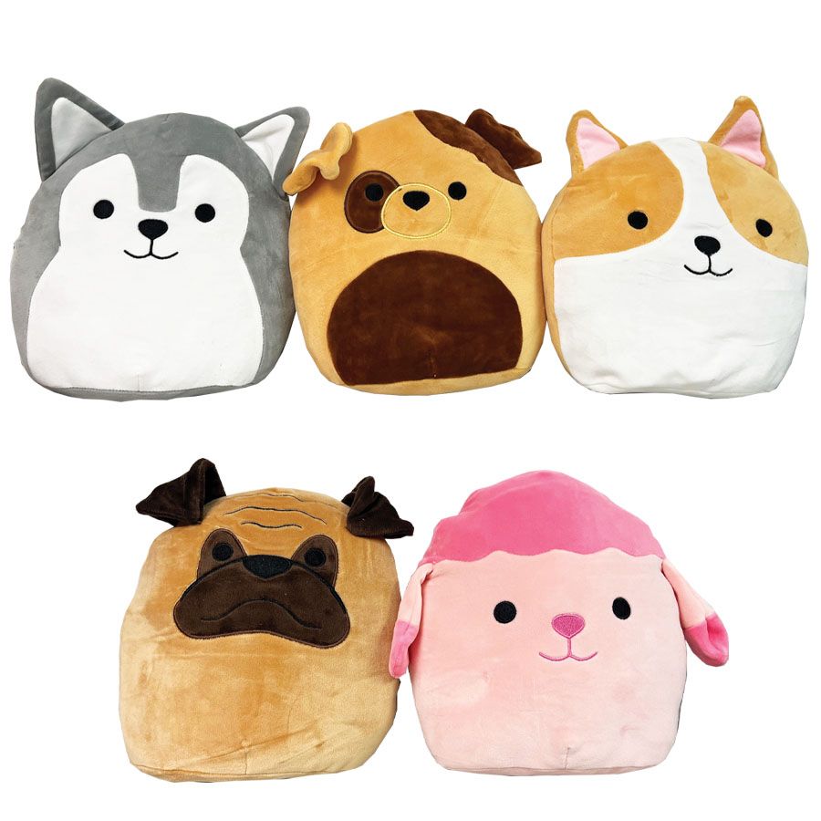 24 pieces 12 inch Dog Squish Pillow - 5 Asst. Styles - Slime ...