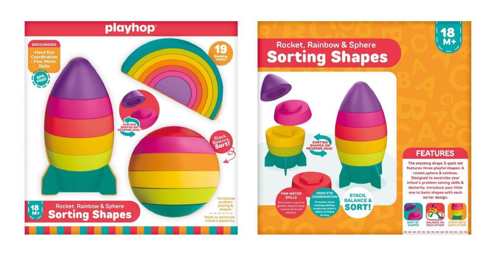 12 Pieces Rocket Ship Ball And Rainbow Stacking Tower - Baby Toys - at - alltimetrading.com