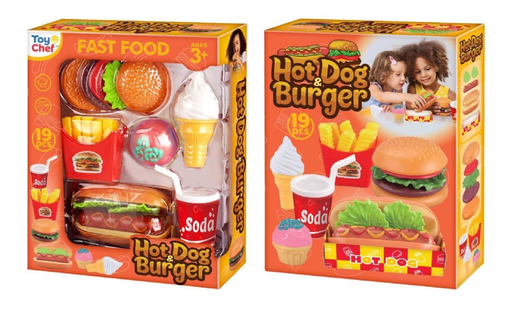 24 pieces Fast Food Hot Dog And Burger Set 19pcs - Girls Toy Sets - at ...