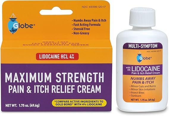 48 pieces Globe Lidocaine 4% MultI-Symptom Relief Cream 1.75 Oz Bottle ...