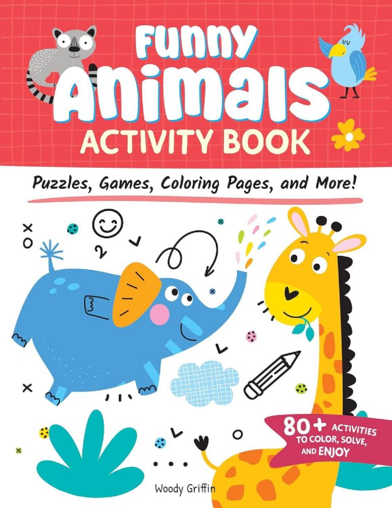 12 pieces Funny Animals Activity Book Puzzles, Games, Coloring + More ...