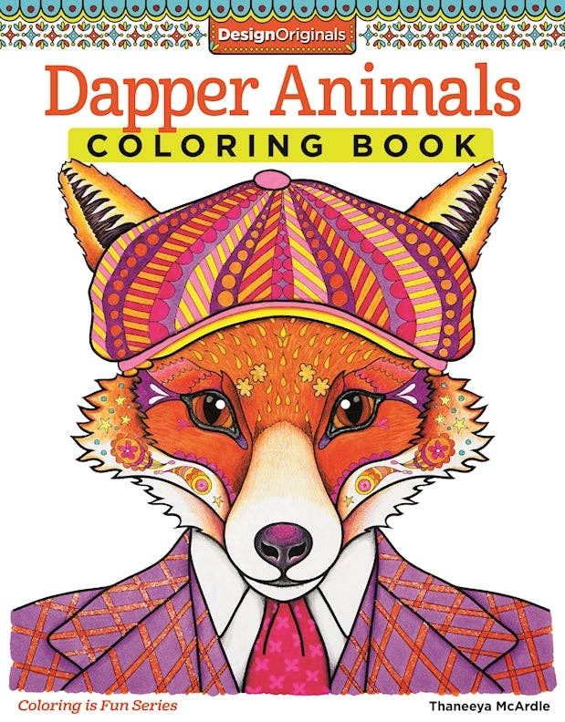 12 pieces Dapper Animals Coloring Book - Grown Up Designs To Color ...