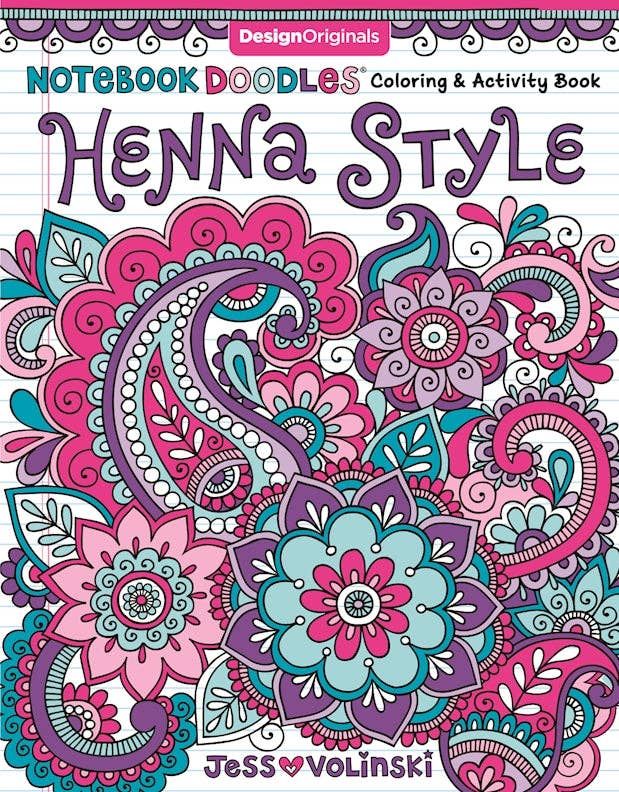 12 pieces Notebook Doodles Henna Style Coloring - Coloring & Activity ...