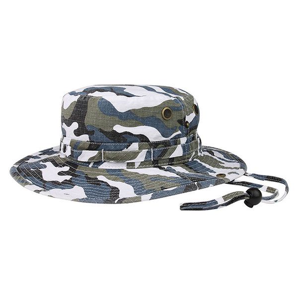 24 pieces Camouflage Washed Hunting Hat W/ Self Fabric Chin Cord BLUE ...