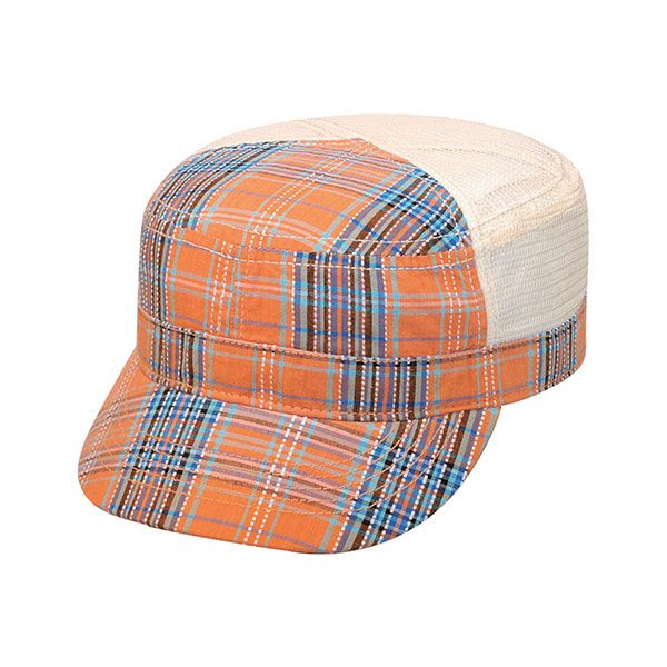 24 pieces Fashion Plaid Army Cap ORANGE - Military Caps - at ...