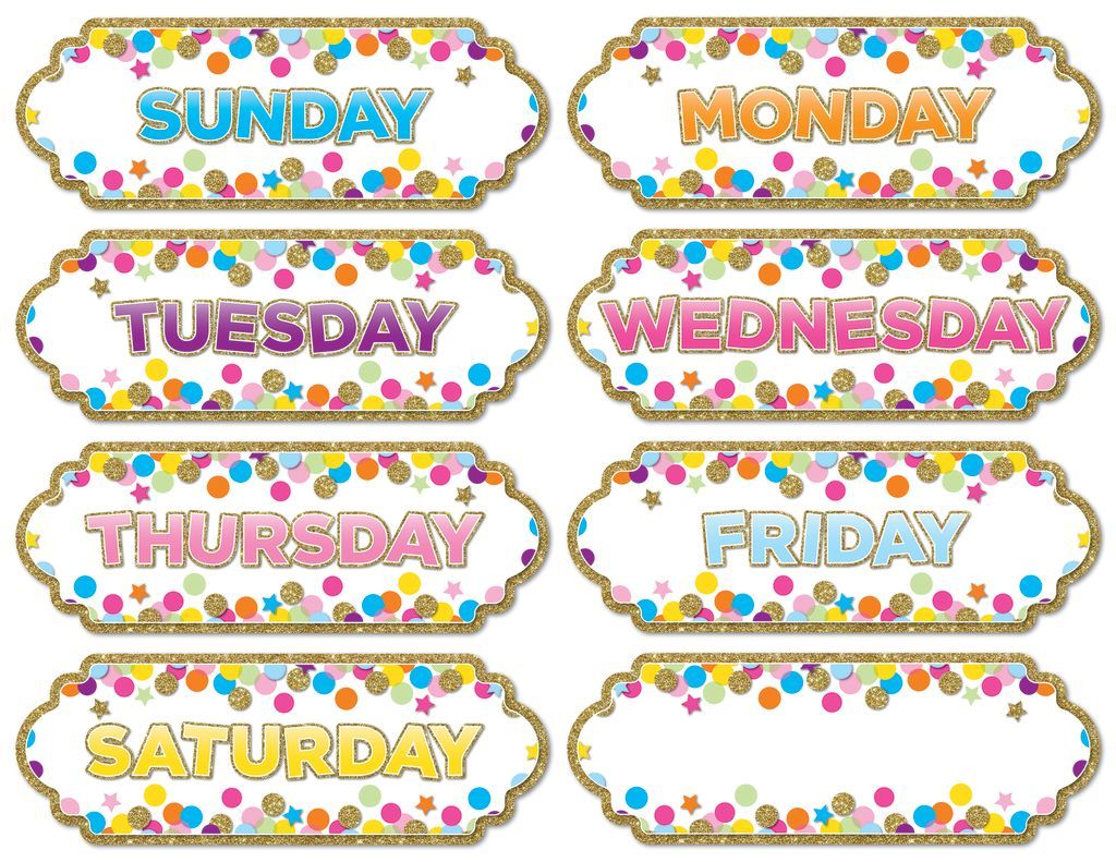 Bulk Magnetic Die-Cut Timesavers & Labels Days Of The Week - WSD