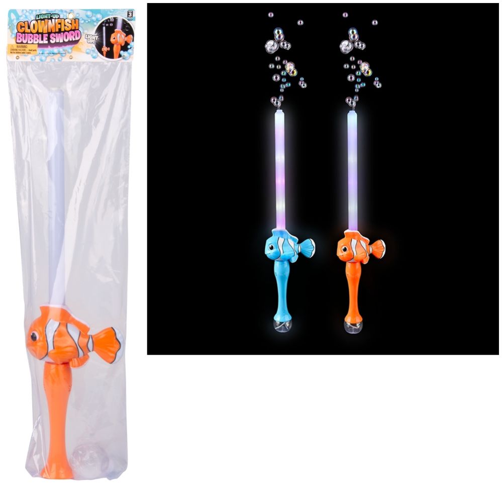 24 pieces 29 inch LighT-Up Clown Fish Bubble Sword - Bubbles - at - alltimetrading.com