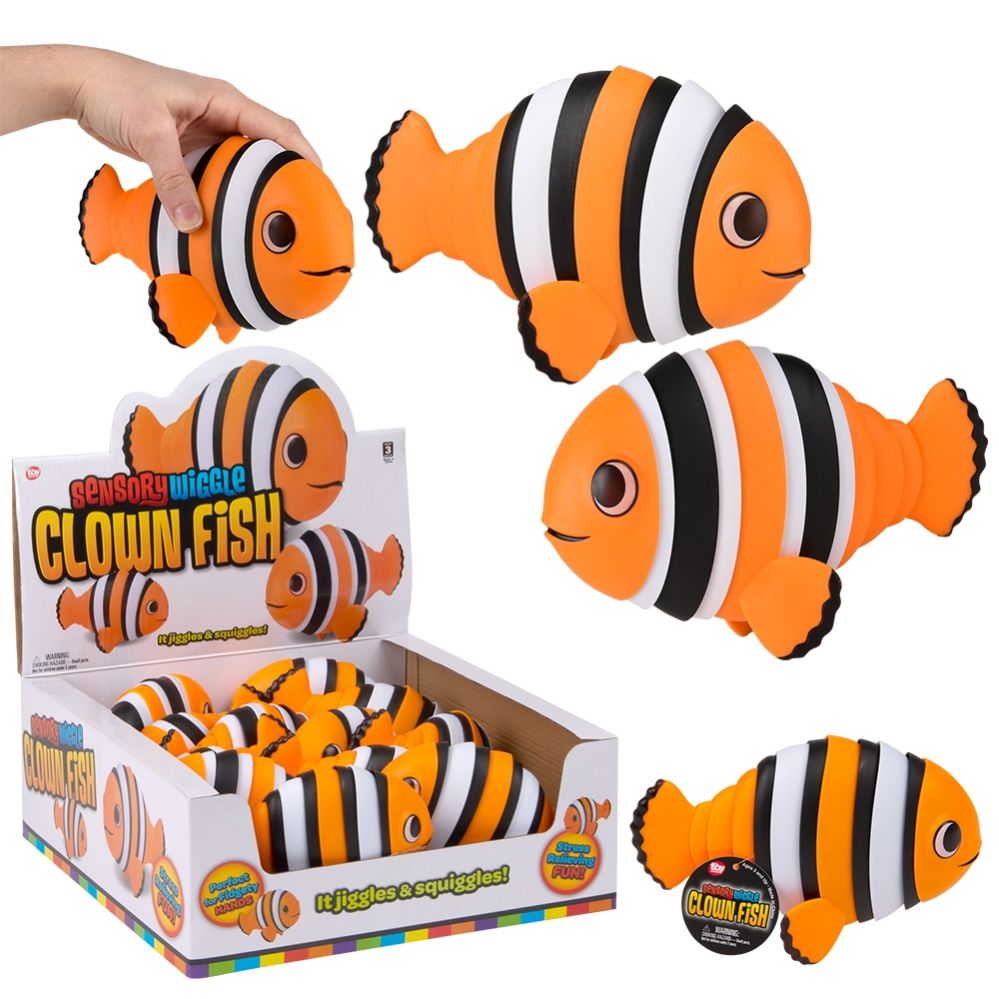 96 pieces 7 inch Wiggle Sensory Clown Fish 12ct - Magic & Joke Toys ...