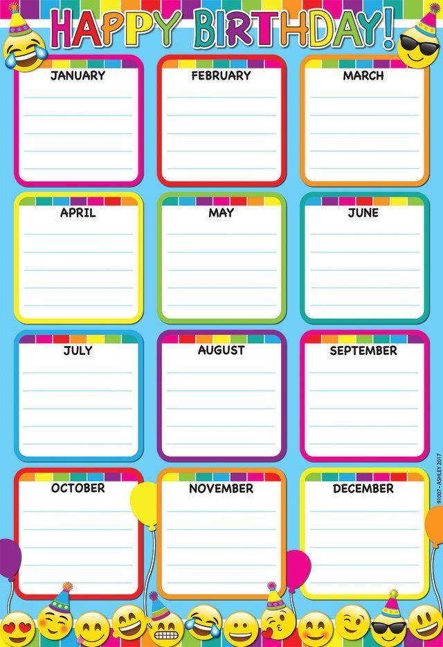 24 Wholesale Smart Poly Chart 13"x19", Emotion Icons Happy Birthday - WSD