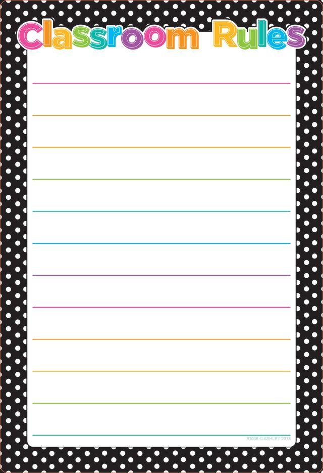 24 Pieces Smart Poly Chart 13"x19", B&w Polka Dots Classroom Rules ...