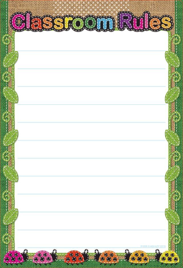 Smart Poly Chart 13"x19", Burlap Stitched Classroom Rules *grommett - SB