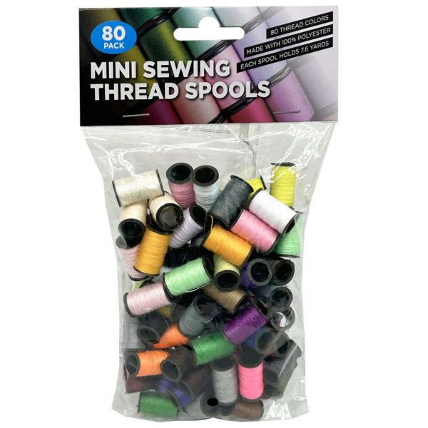 12 Wholesale 80 Pack 7.6 Yard Mini Sewing Thread Spools Assorted Colors ...
