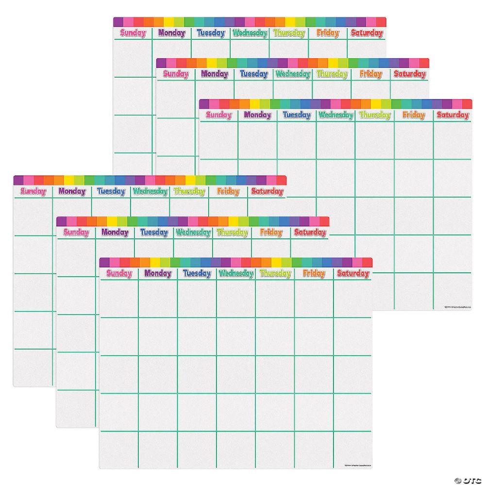 12 pieces Teacher Created Resources Colorful Calendar Write-On/Wipe-Off ...