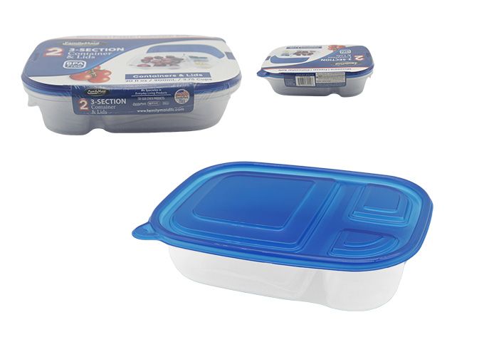 24 pieces Food Cont 2pc 3-Section 3.75cups/30oz/900ml Blue L - Food ...