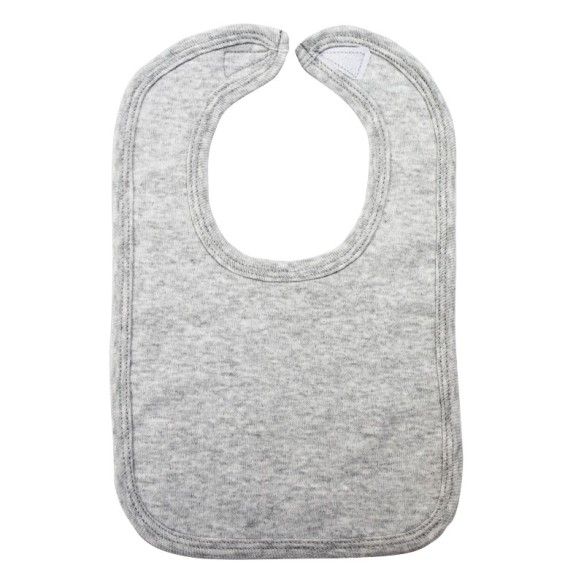 Bulk 2-Ply Interlock Heather Grey Baby Bib - Wholesale Sock Deals