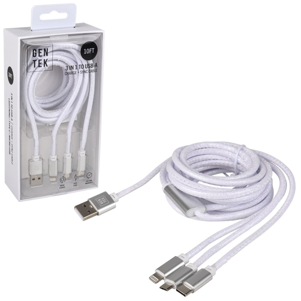 48 pieces Gentek 3in1 charging UsB-C Cable (white) - Wires and Cables ...