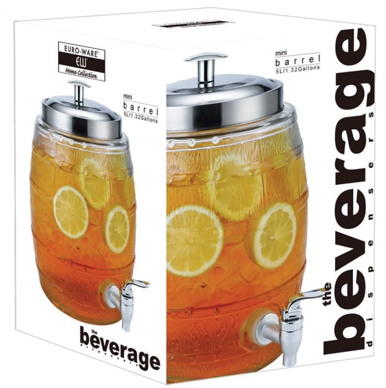 4 Pieces 5L MINI BARREL GLASS BEVERAGE DISPENSER - Kitchen Gadgets ...