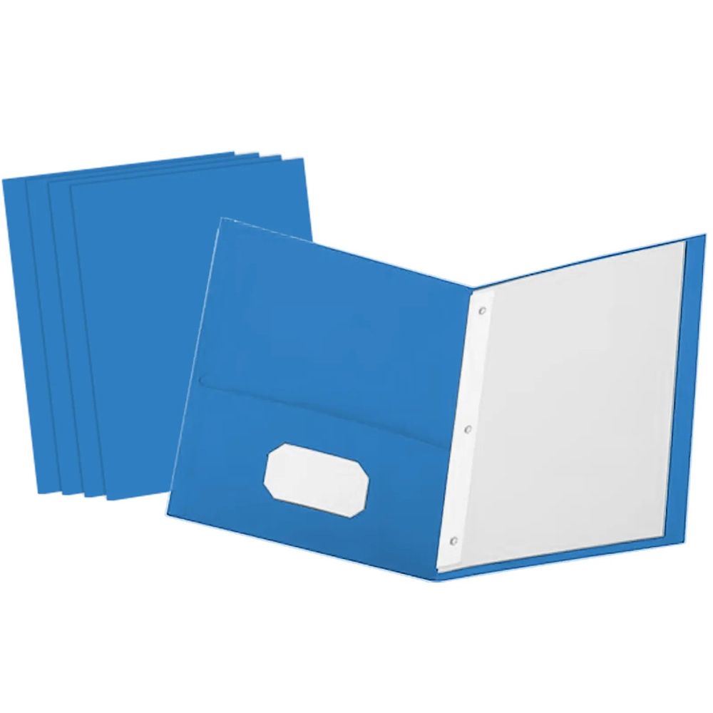 8 Pieces Paper 2-Pockets Portfolio Blue With 3 Prongs 25 count ...