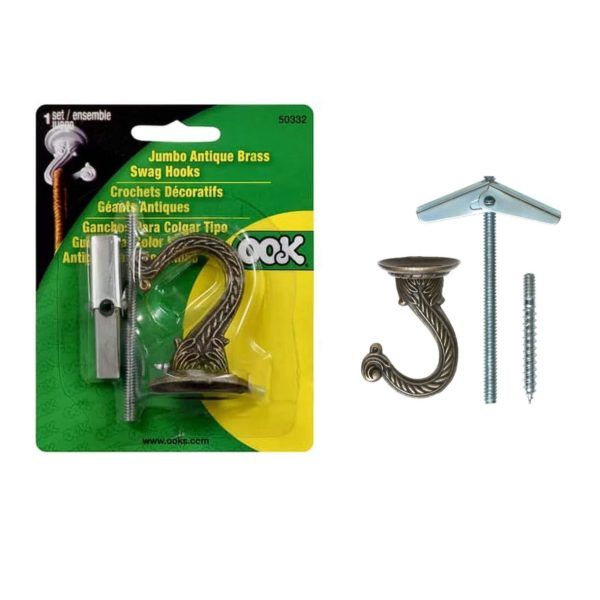 Jumbo Antique Brass Swag Hook Set - SB