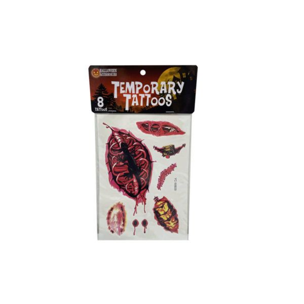 24 pieces 8 Piece Realistic Halloween Wounds Temporary Face Tattoos ...