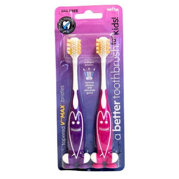 36 pieces Two-Piece V Max Kids Toothbrushes In Purple And Pink ...