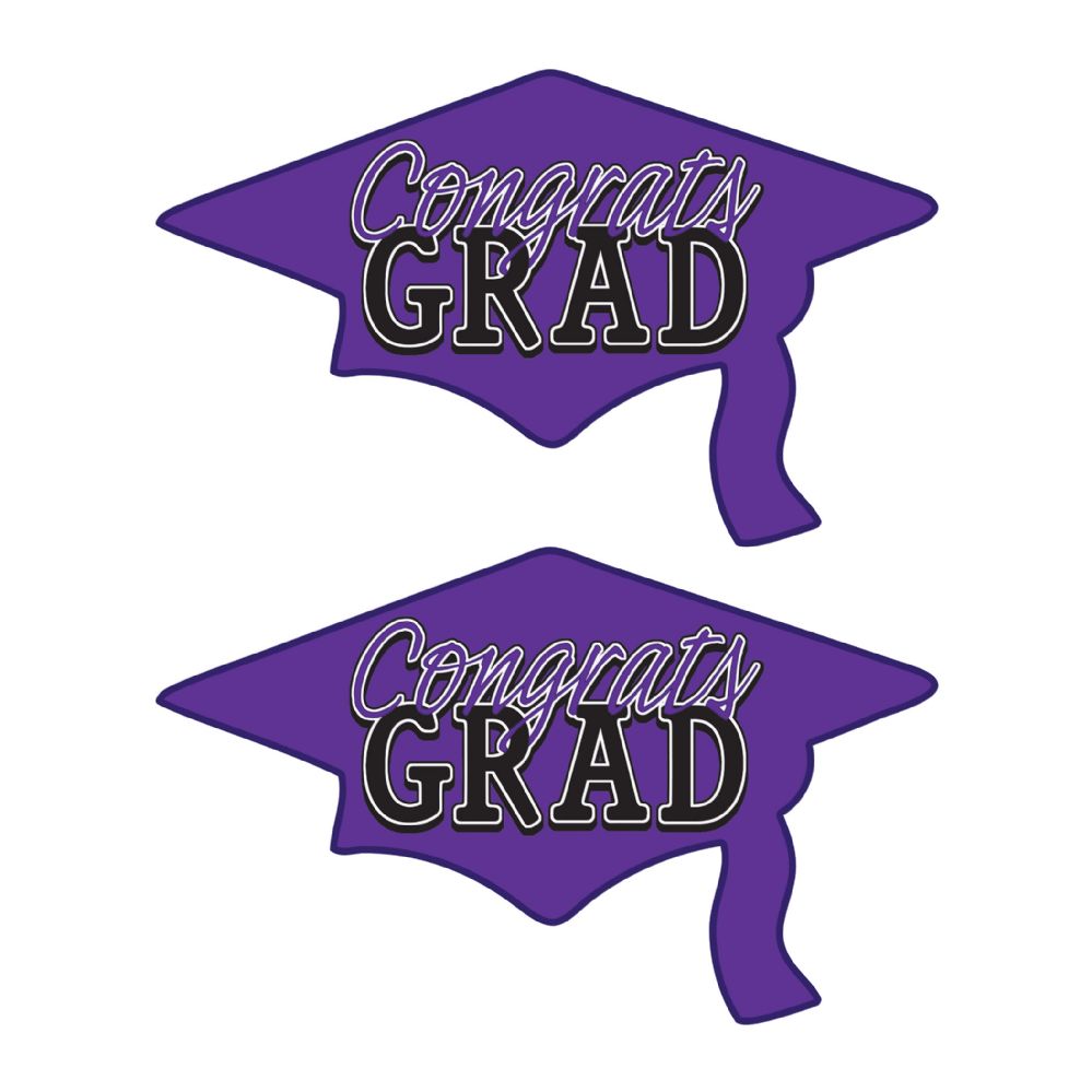 12 pieces Congrats Grad Cutouts - Purple - Hanging Decorations & Cut ...
