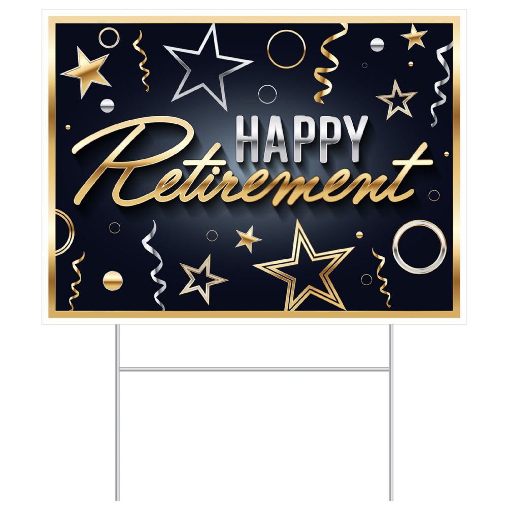 6 pieces Plastic Happy Retirement Yard Sign - Photo Prop Accessories ...