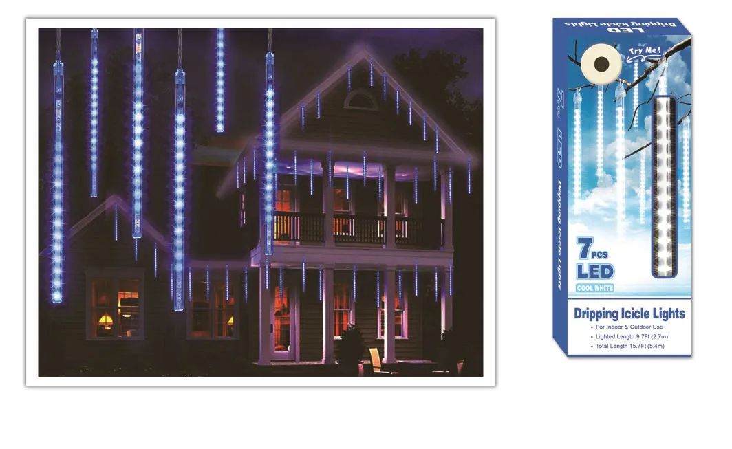 12 Pieces 7-Led Dripping Icicle Lights 15.7ft - Christmas Decorations ...