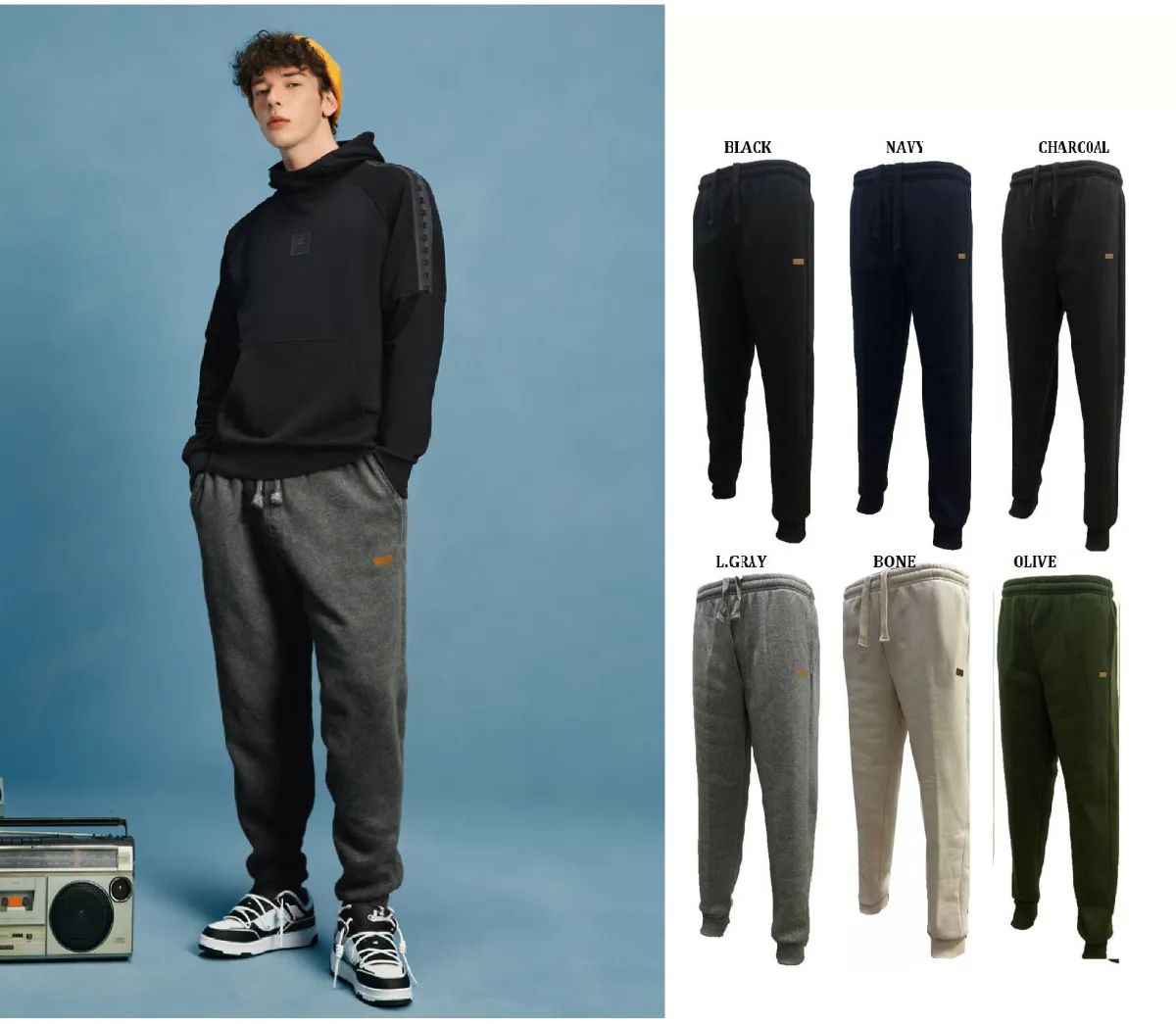 12 Pieces Men's Fashion Fleece Sweat Pants In Bone (pack A: S-Xl ...