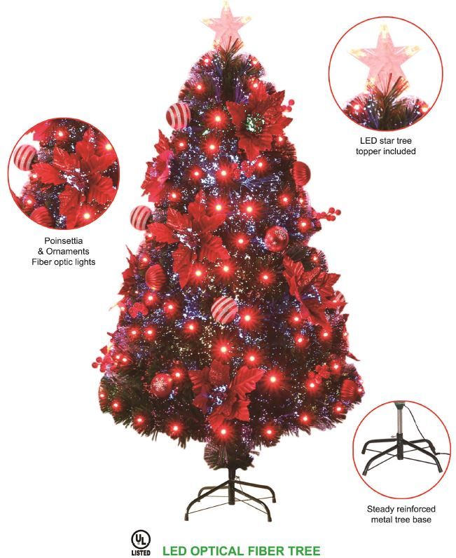4ft Led Optical Fiber Christmas Tree 125 Tips - SB
