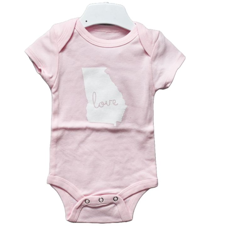 48 Pieces 0-3 Month Baby Pink Georgia State "love" Graphic Onesie ...