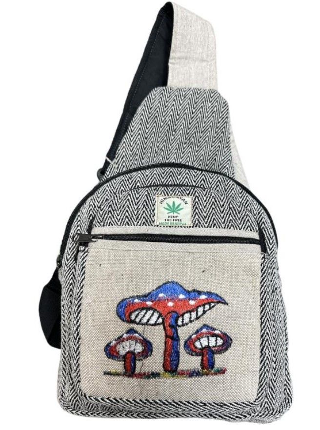 5 pieces Nepal Handmade Himalayan Hemp Crossbody Bags - Blue Mushroom ...